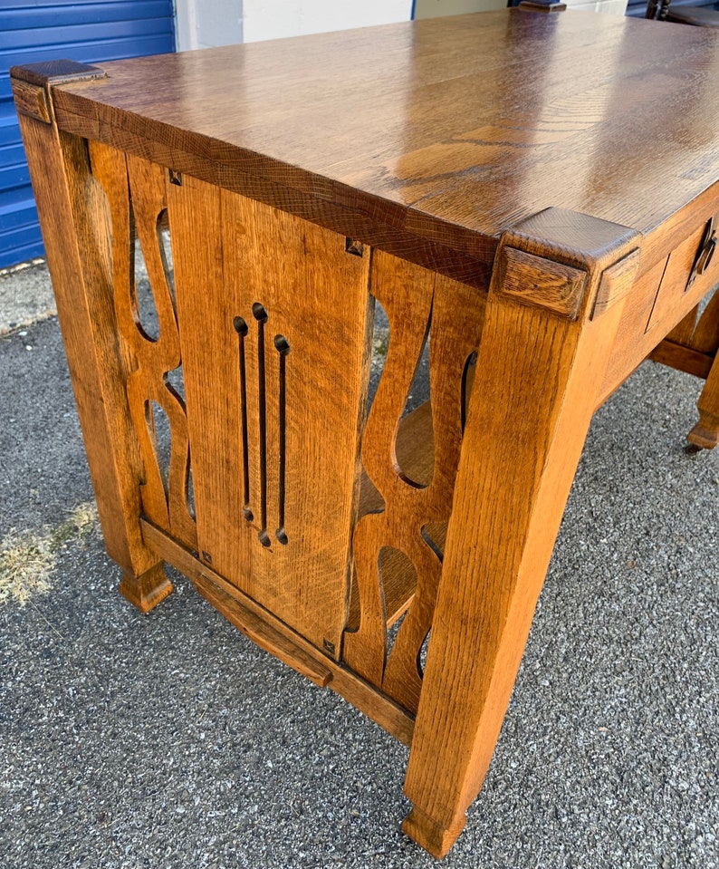 Antique 1900 Mission Oak Arts and Crafts Library Table One - Etsy