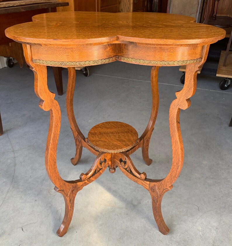 Antique Quartersawn Oak Cloverleaf Parlor Table 23x23x39h - Etsy