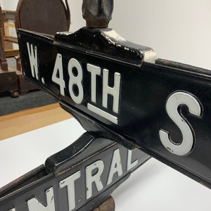 Antique Metal Street Sign All Original Black and White West 48th Street ...