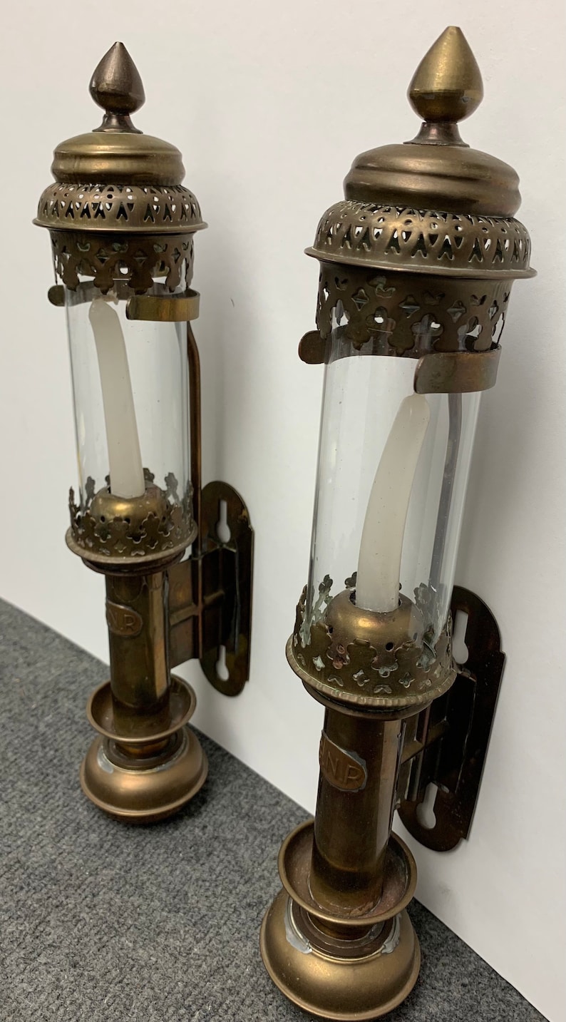 Antique Brass GNR Railroad Car Wall Sconces Candle Holders - Etsy