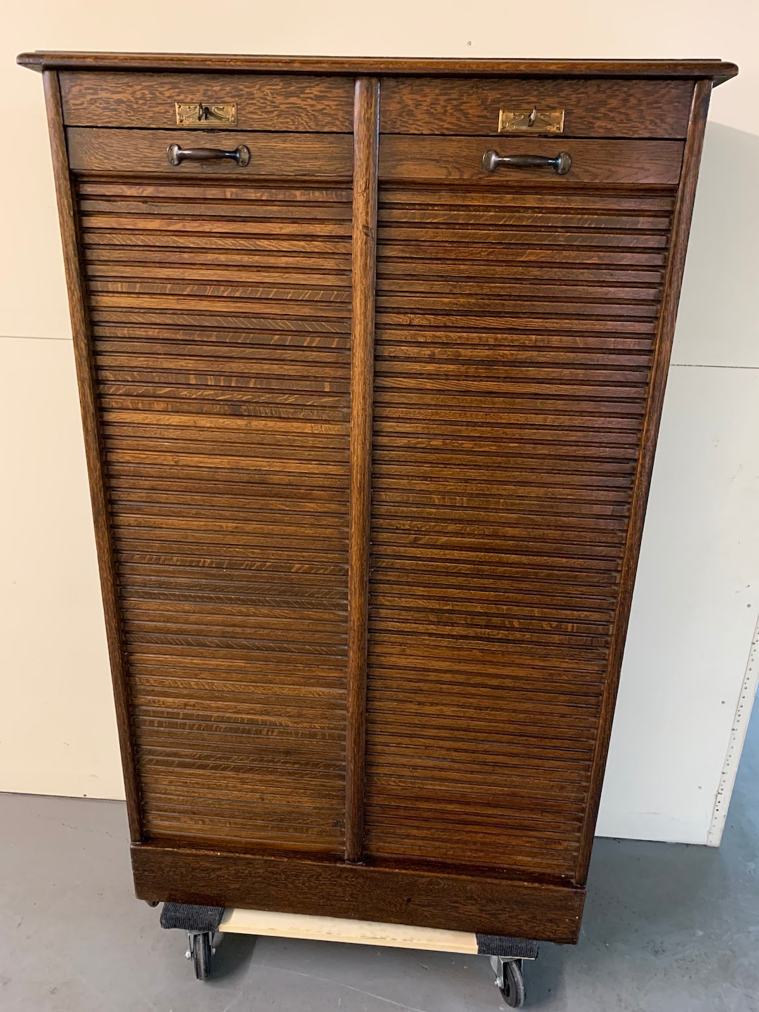 Antique Solid Oak File Cabinet 2 Tambour Doors 30 Drawers - Etsy