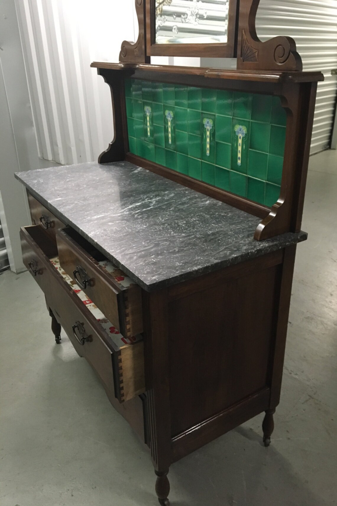 Antique English Mahogany Marble Top Wash Stand - Etsy