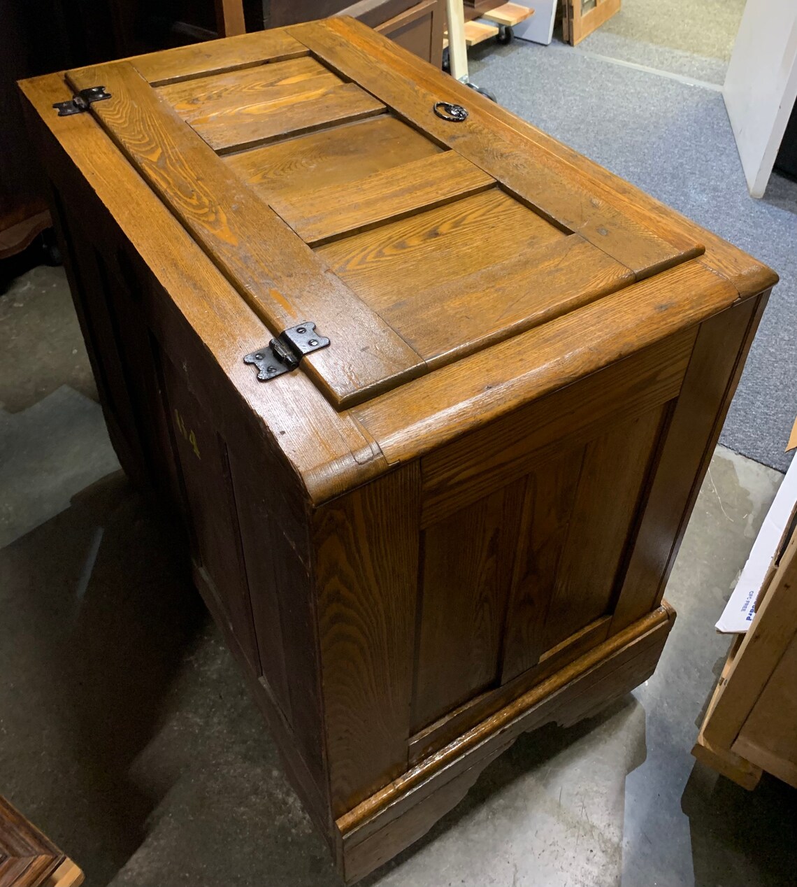 Antique American Solid Oak Ice Chest Lift Lid on Casters - Etsy