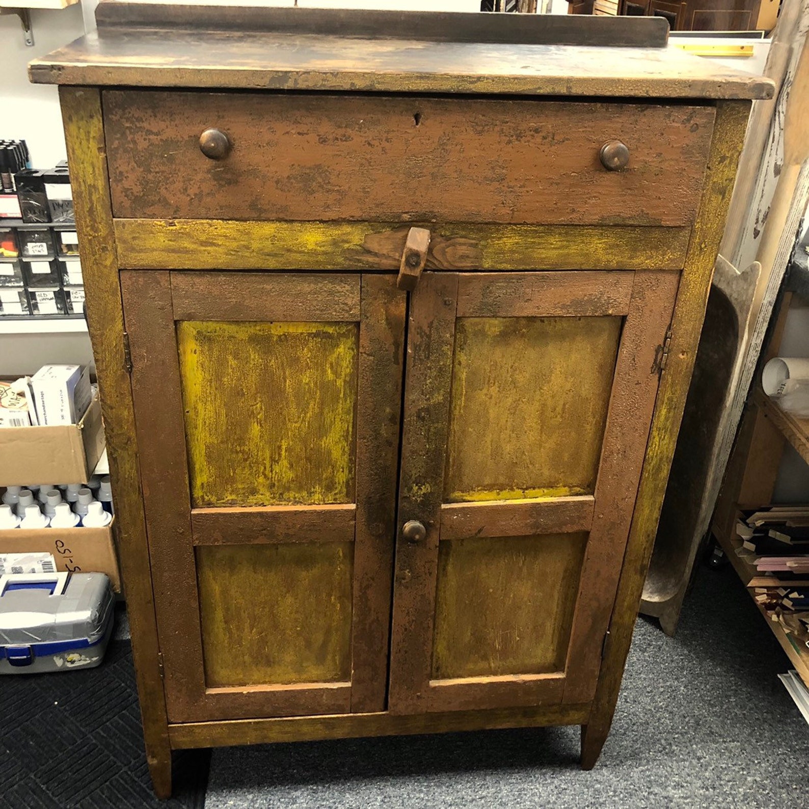 Primitive Mustard Rust Painted Pie Safe 6 Tin Chamfered Doors - Etsy