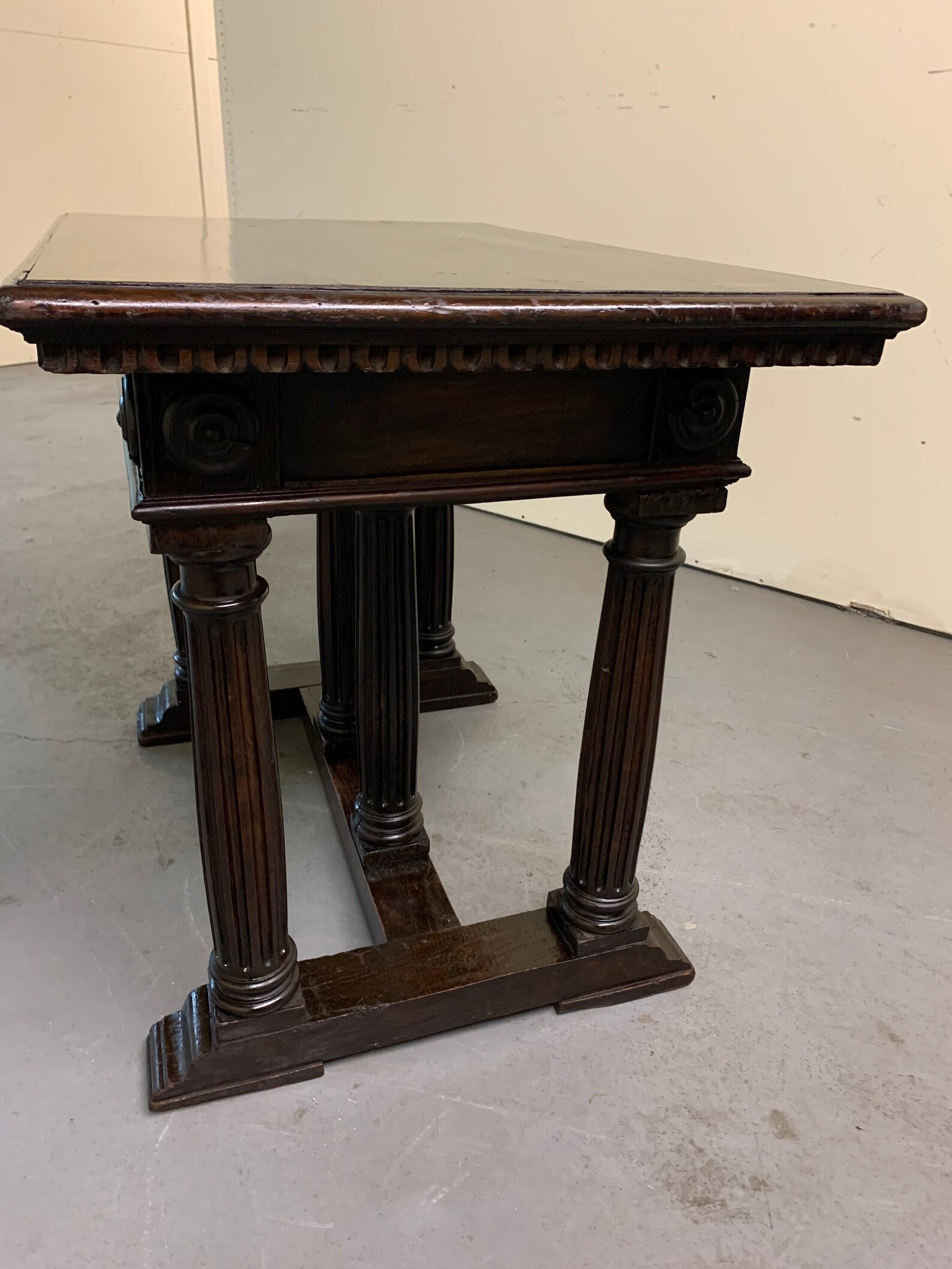 19th C Walnut Italian Side Table 1 Drawer 6 Reeded Column Legs - Etsy