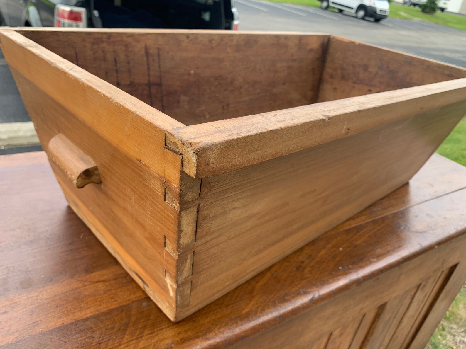 Antique Pine Poplar Bakers Dough Box Chest Sliding Dough Trough ...