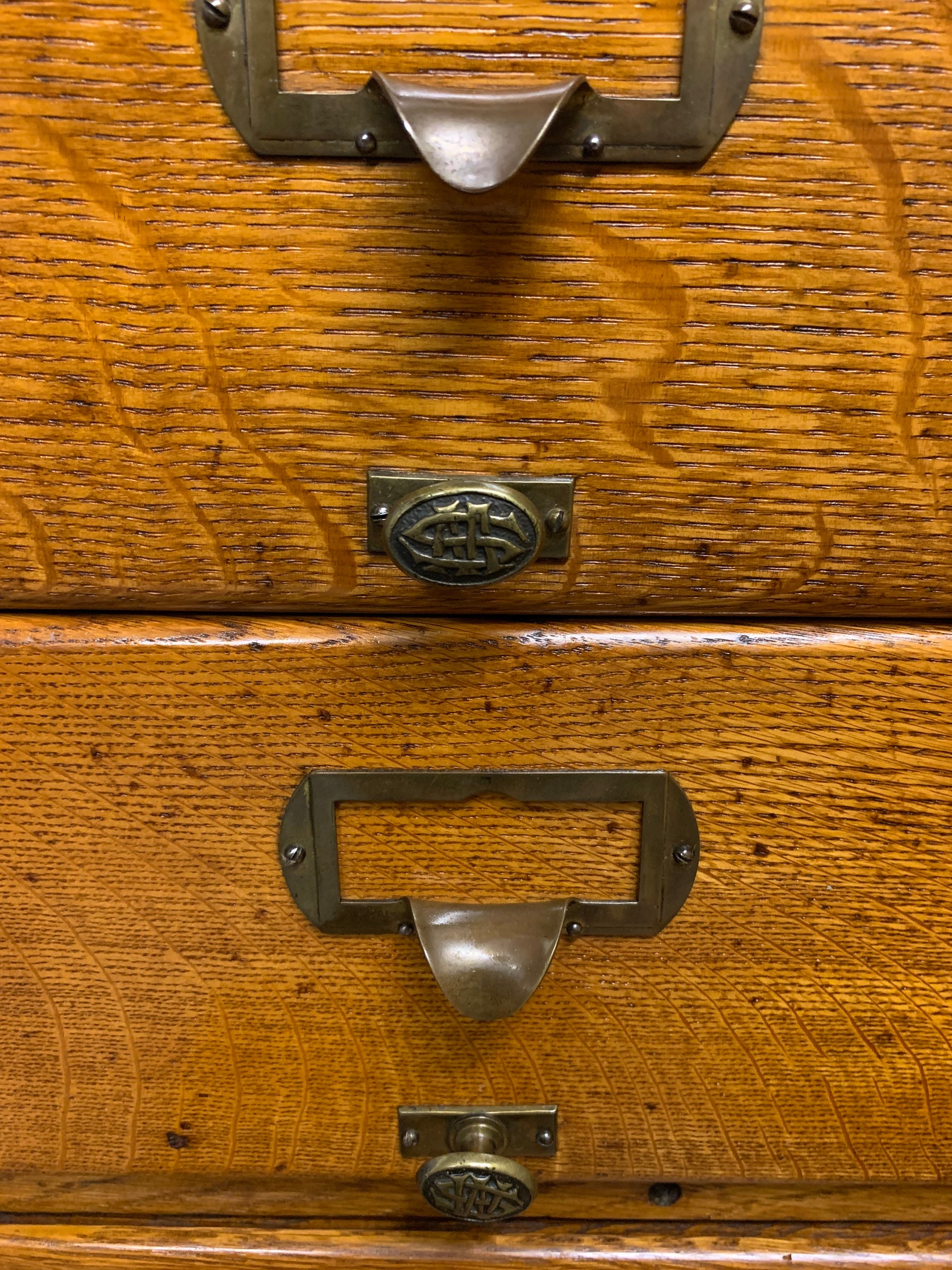 Unique Antique 1907 Shaw Walker Oak Sectional File Cabinet With Pull ...
