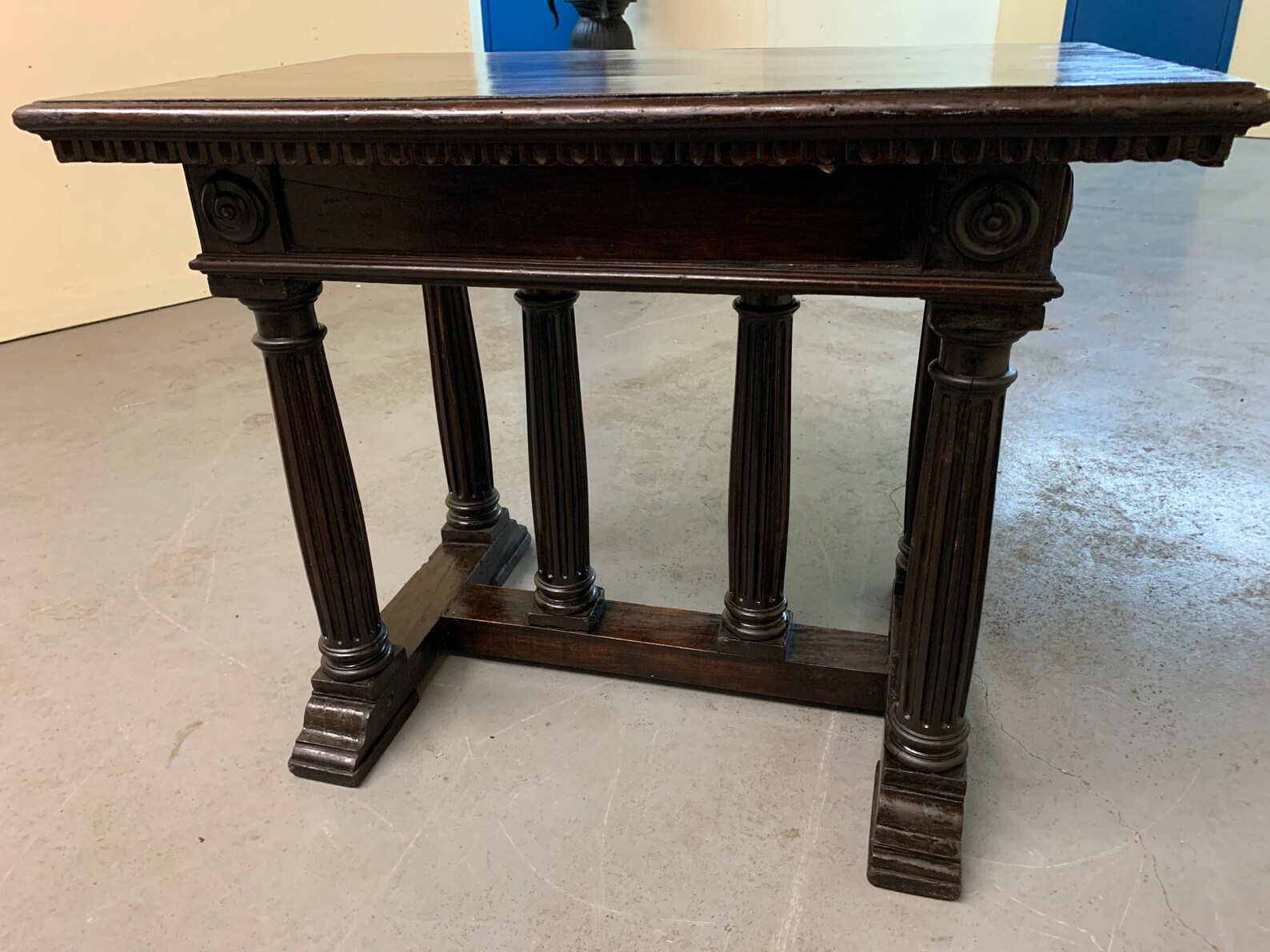 19th C Walnut Italian Side Table 1 Drawer 6 Reeded Column Legs - Etsy