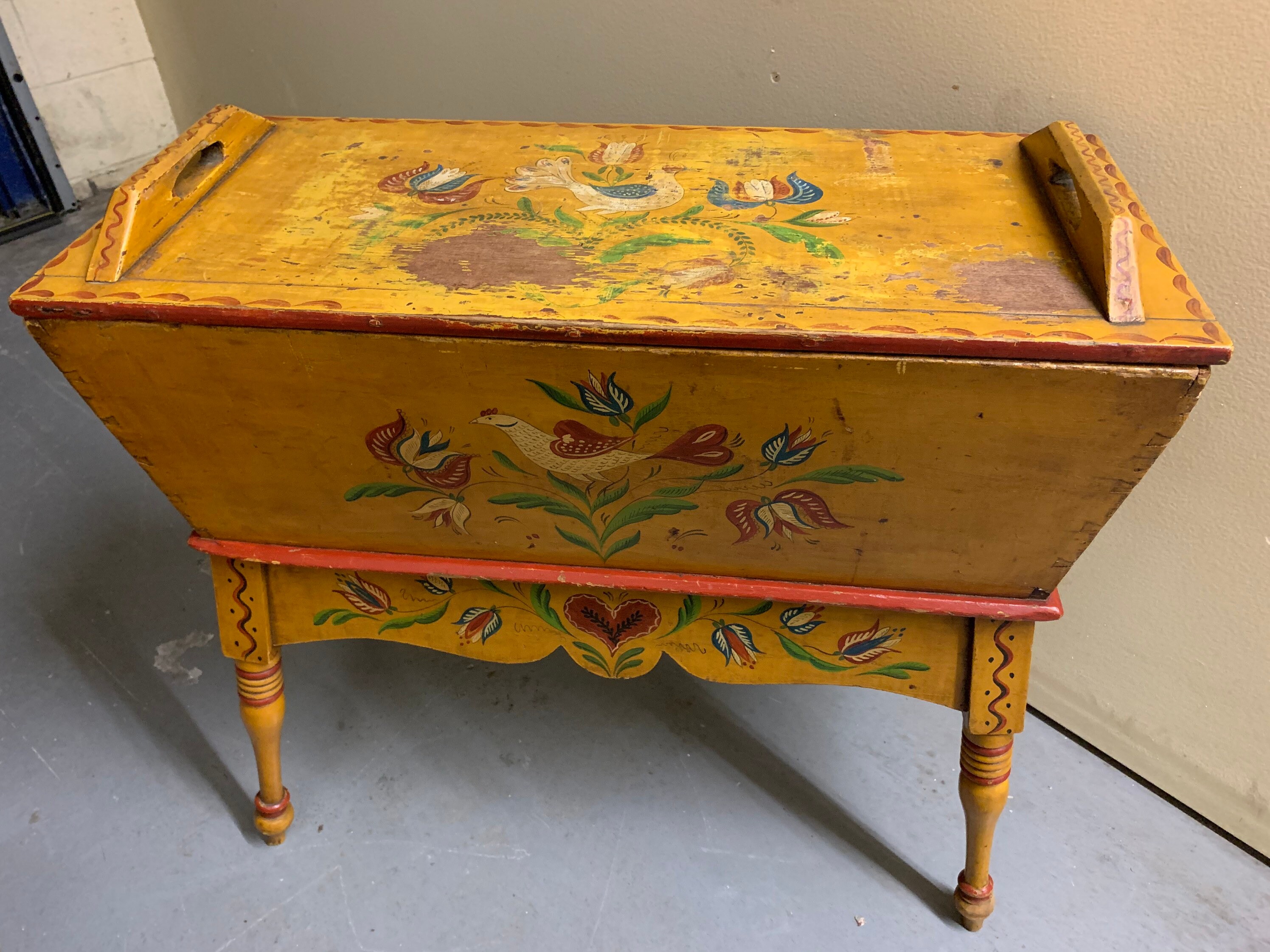 American Hand Painted 19th C. Pennsylvania Lidded Dough Box 29h14d32w ...