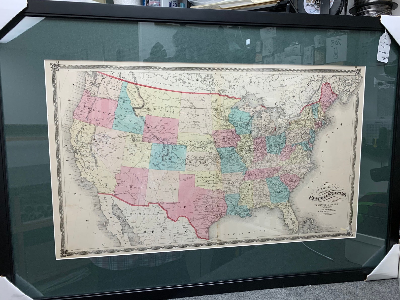 Antique 1876 Railroad Map Usa Original Hand Colored With - Etsy