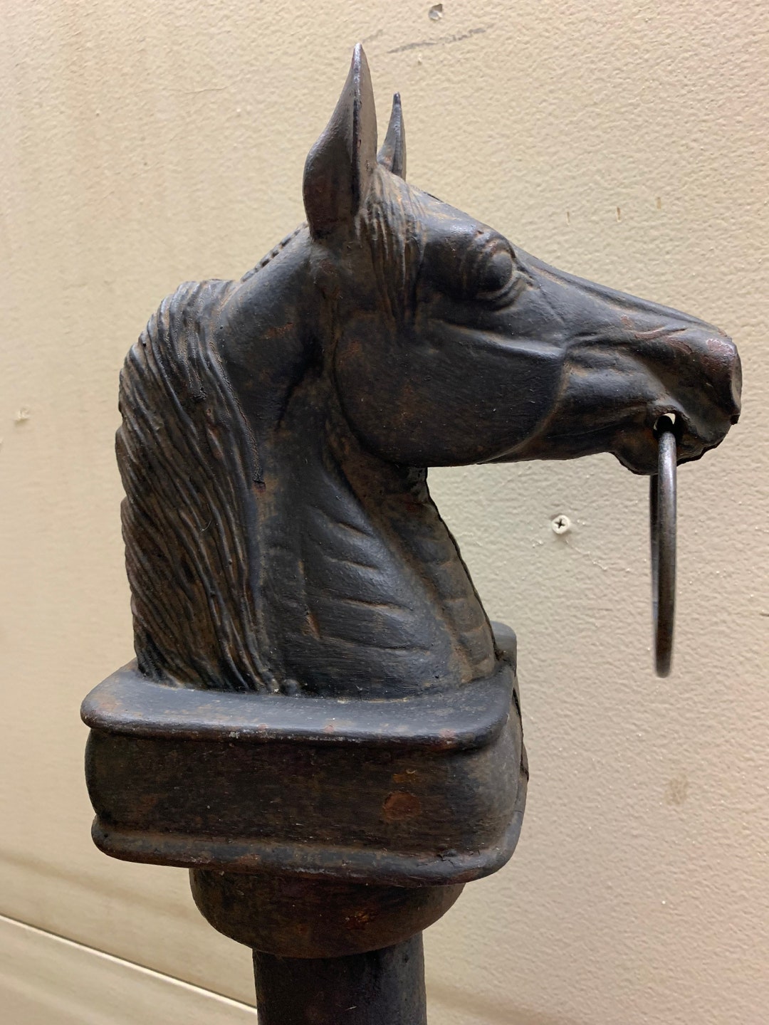 Antique Cast Iron Horse Head Hitching Post 8d4.5w10h Post 57x2.25 ...