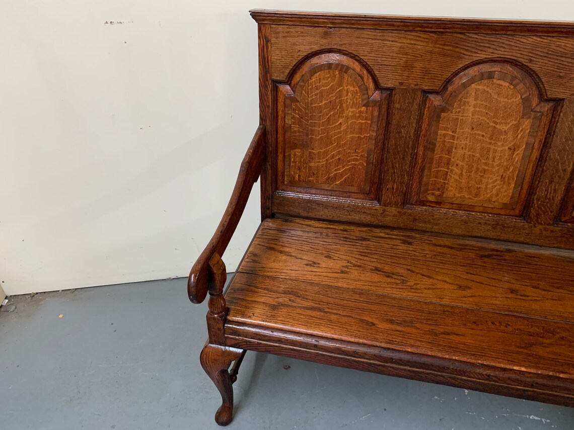 Antique Early 1800's English Solid Oak Bench Cabriole Legs - Etsy