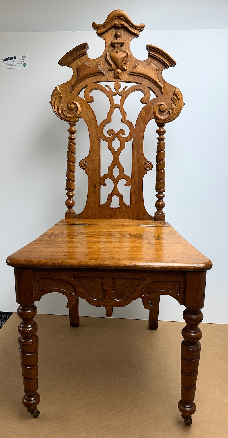 Unique Antique Victorian Carved Oak Storage Chair - Etsy