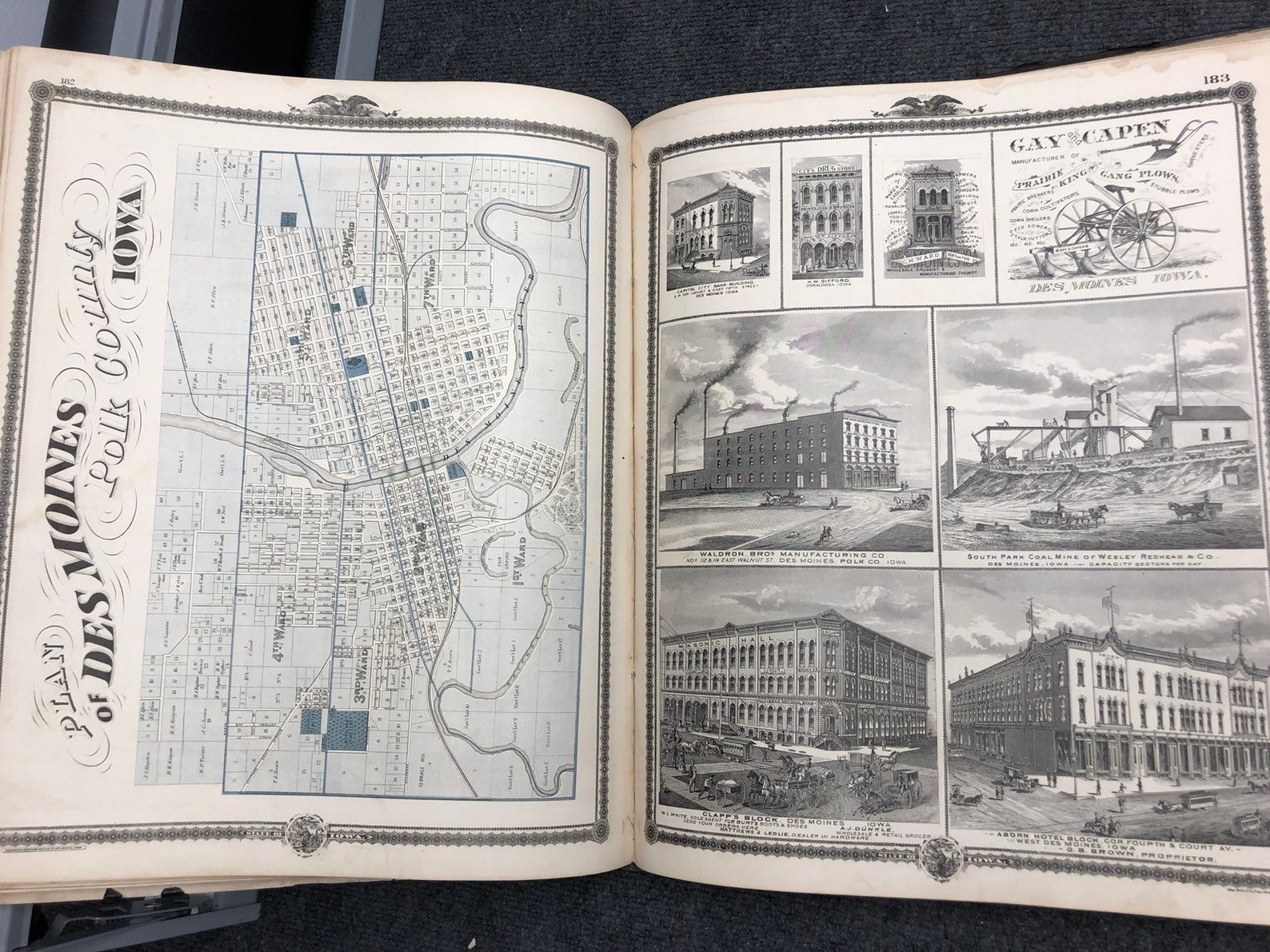 1875 Historical Atlas of Iowa Illustrated With Steel Engravings and ...