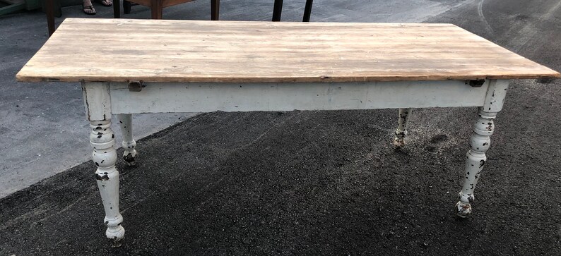 Primitive Original Harvest Rustic Farm Table Turned Legs 80.5w29 ...