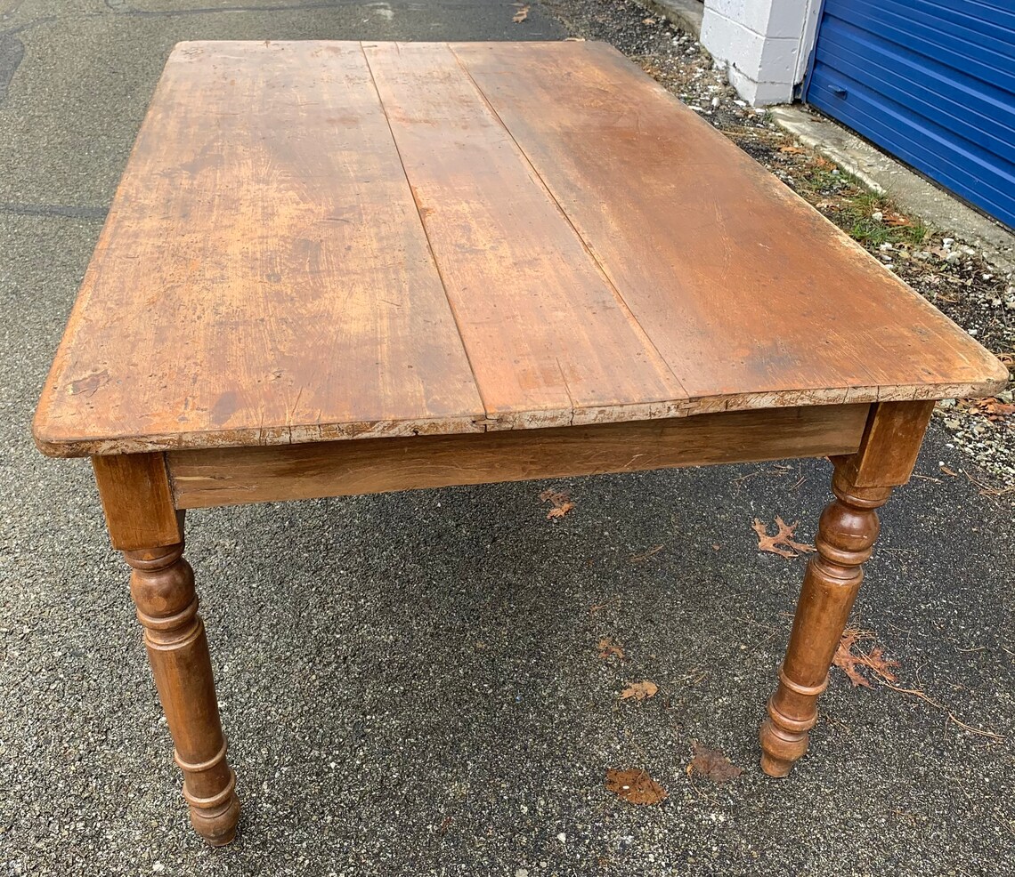 Primitive Pennsylvania Harvest Table in Pine Three Board Top - Etsy
