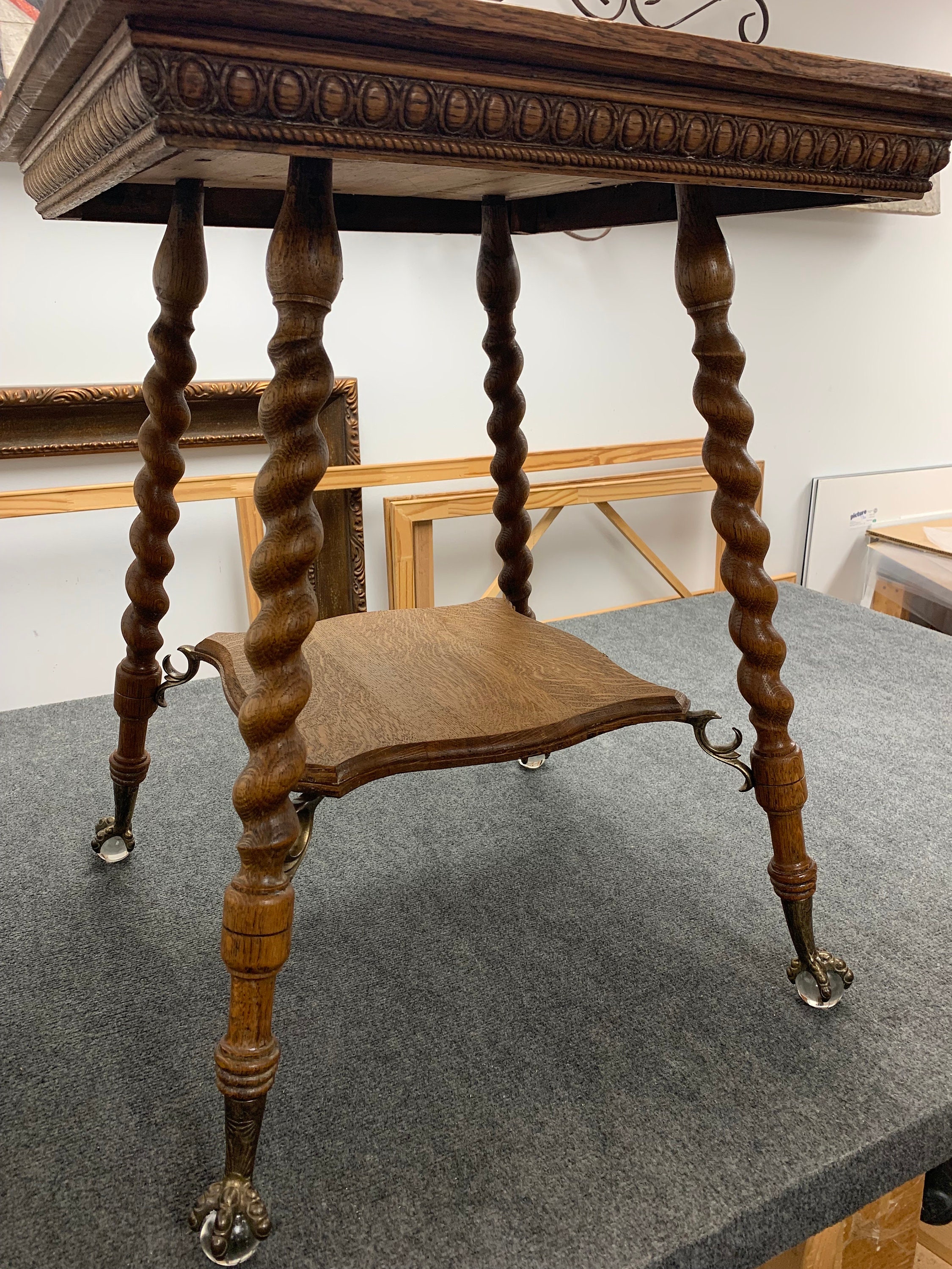 Antique Victorian Oak Barley Twist Claw Foot Parlor Table 24x24x30 ...