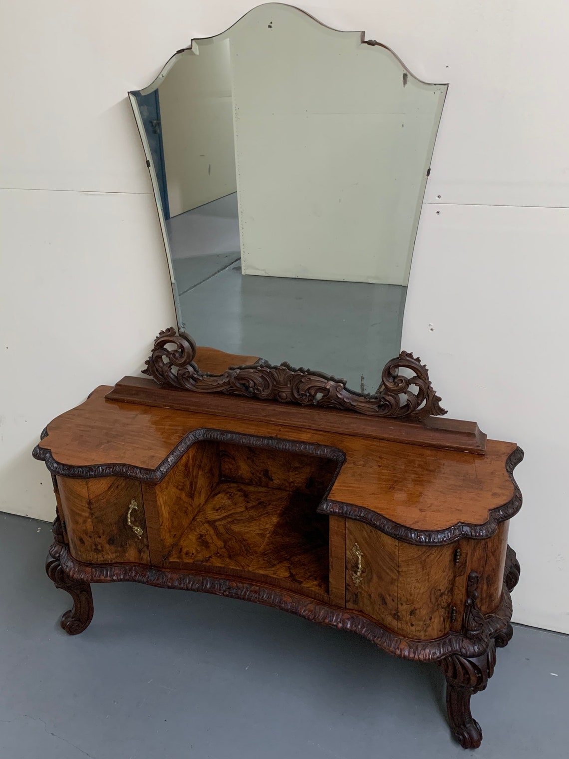 Early 1900s Carved Italian Style Mirrored Vanity in Maple and - Etsy