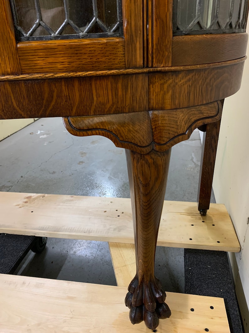 Stunning American Solid Oak Leaded Glass Sideboard Server - Etsy