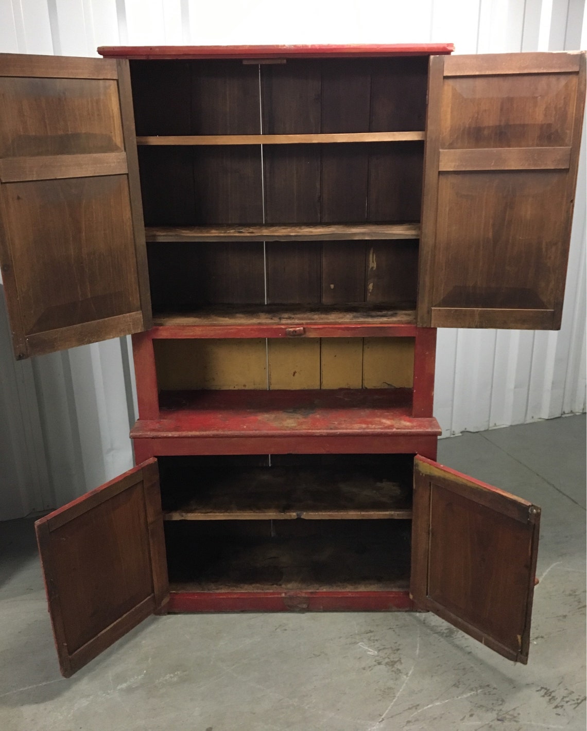 Primitive Red Stepback Kitchen Cupboard One Piece - Etsy