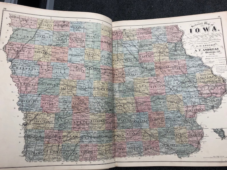1875 Historical Atlas of Iowa Illustrated With Steel Engravings and ...