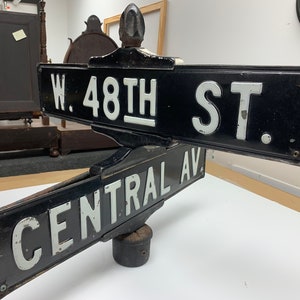 Antique Metal Street Sign All Original Black and White West 48th Street ...