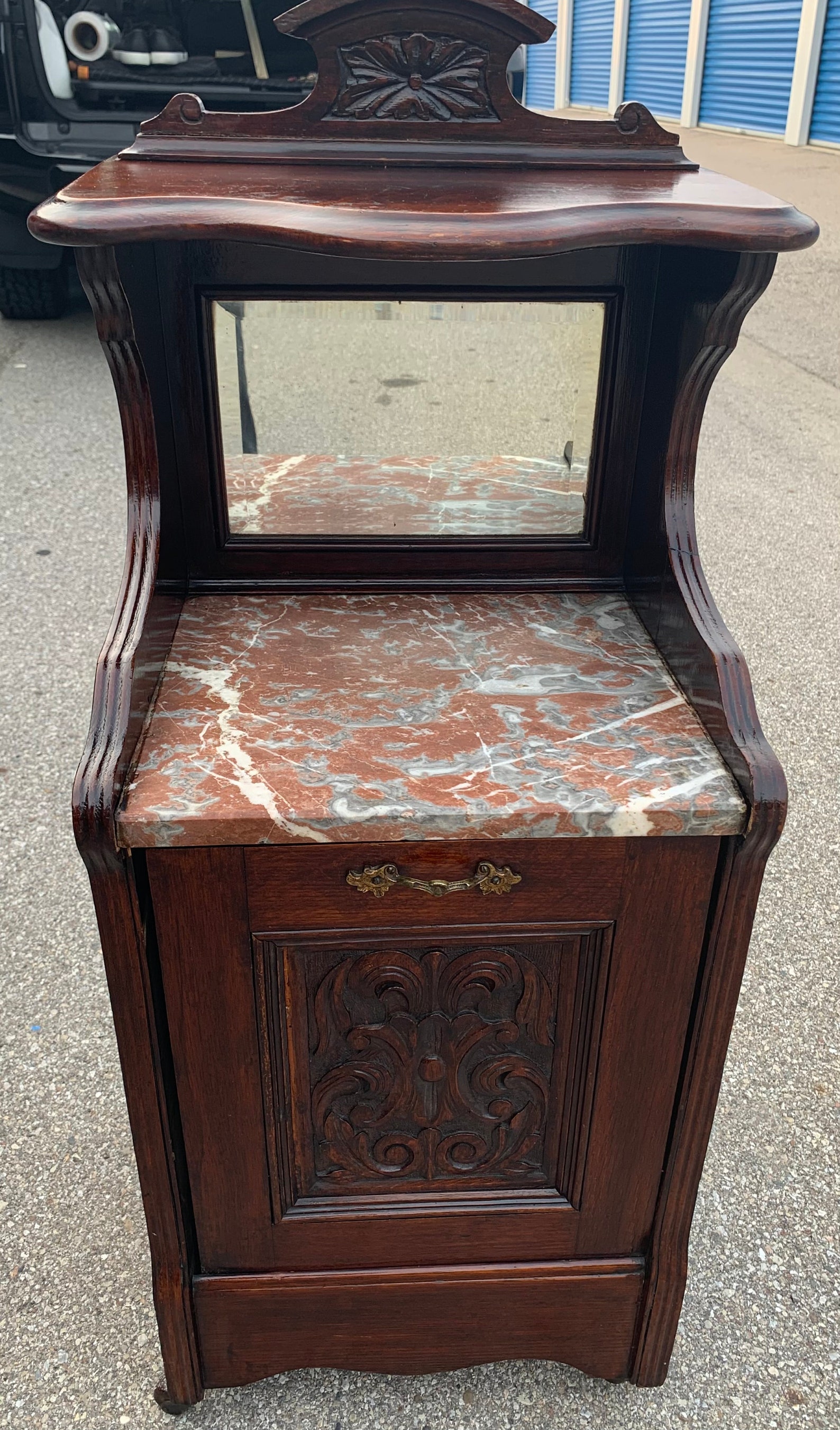 Antique Victorian Marble Top Coal Hod Carrier Cabinet 17W14D23H39H ...