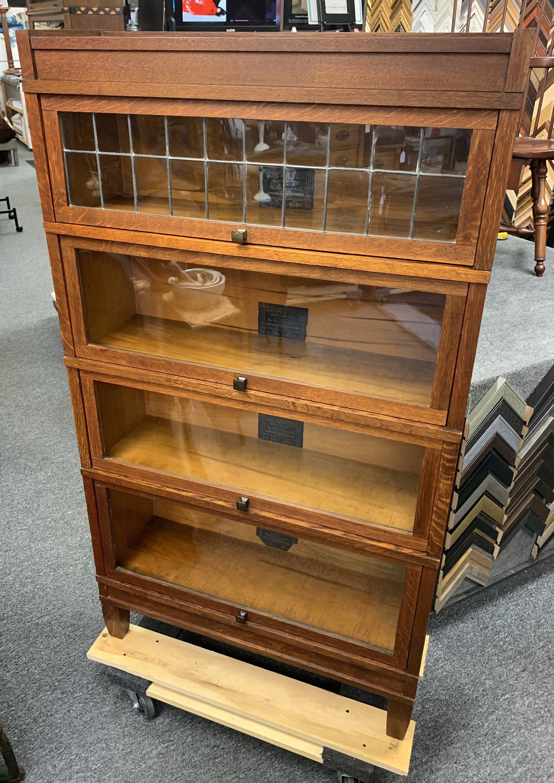 Antique Globe Warnicke Art Mission Leaded Glass Solid Oak Barrister Bookcase 34.5x63x11.5 Shipping is Not Free Etsy
