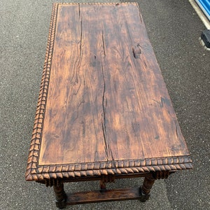 Antique Spanish 19th C Highly Carved Library Table Tressle Base 3 ...