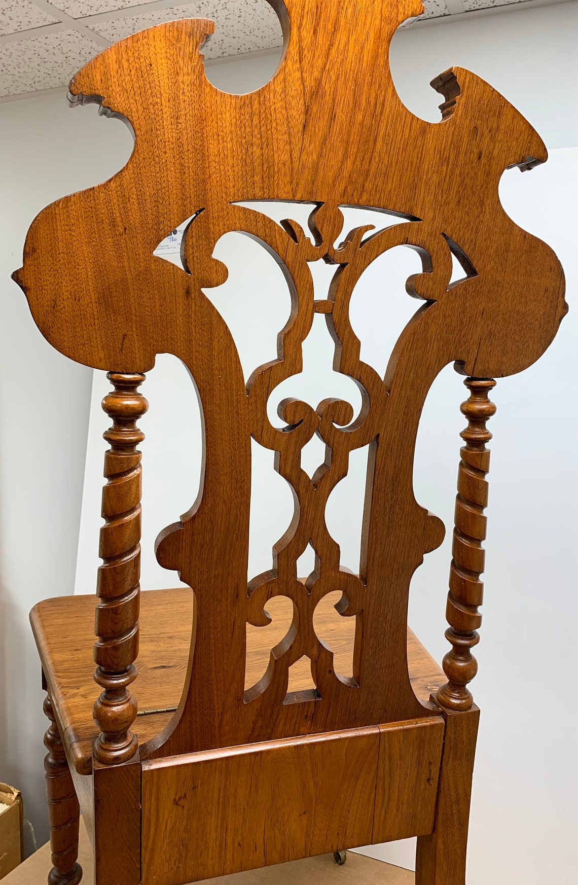 Unique Antique Victorian Carved Oak Storage Chair - Etsy