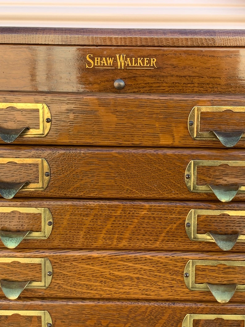 Antique Shaw Walker Oak Stacking File Cabinet 4 Sections 24 - Etsy
