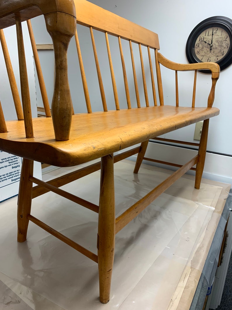 American 19th Century Spindleback Deacons Bench Light Colored | Etsy