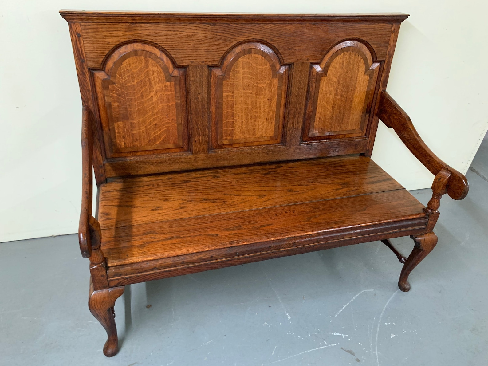 Antique Early 1800's English Solid Oak Bench Cabriole Legs ...