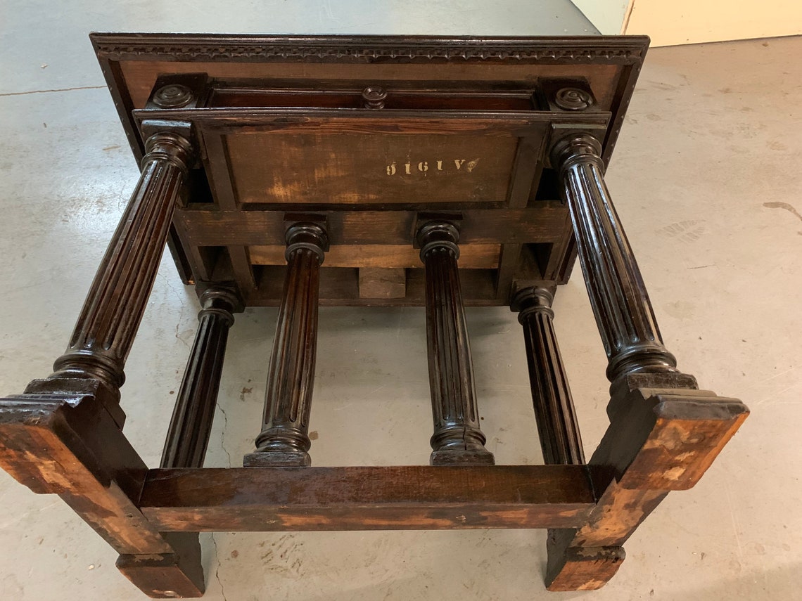 19th C Walnut Italian Side Table 1 Drawer 6 Reeded Column Legs - Etsy