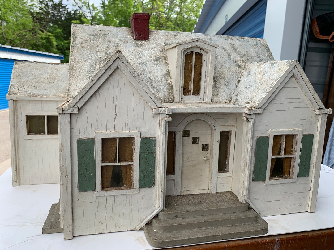 Antique Handmade House, Model White Painted Green Shutters 27W15H15D ...