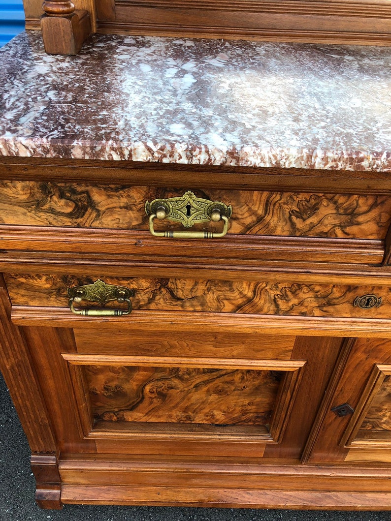 Victorian Walnut Mirrored Marble Top Sideboard Burl Features - Etsy