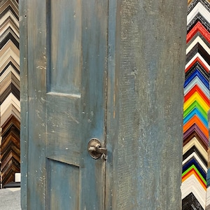 Antique Primitive 1850 Blue Painted Chimney Cupboard 16w14.5d55h ...