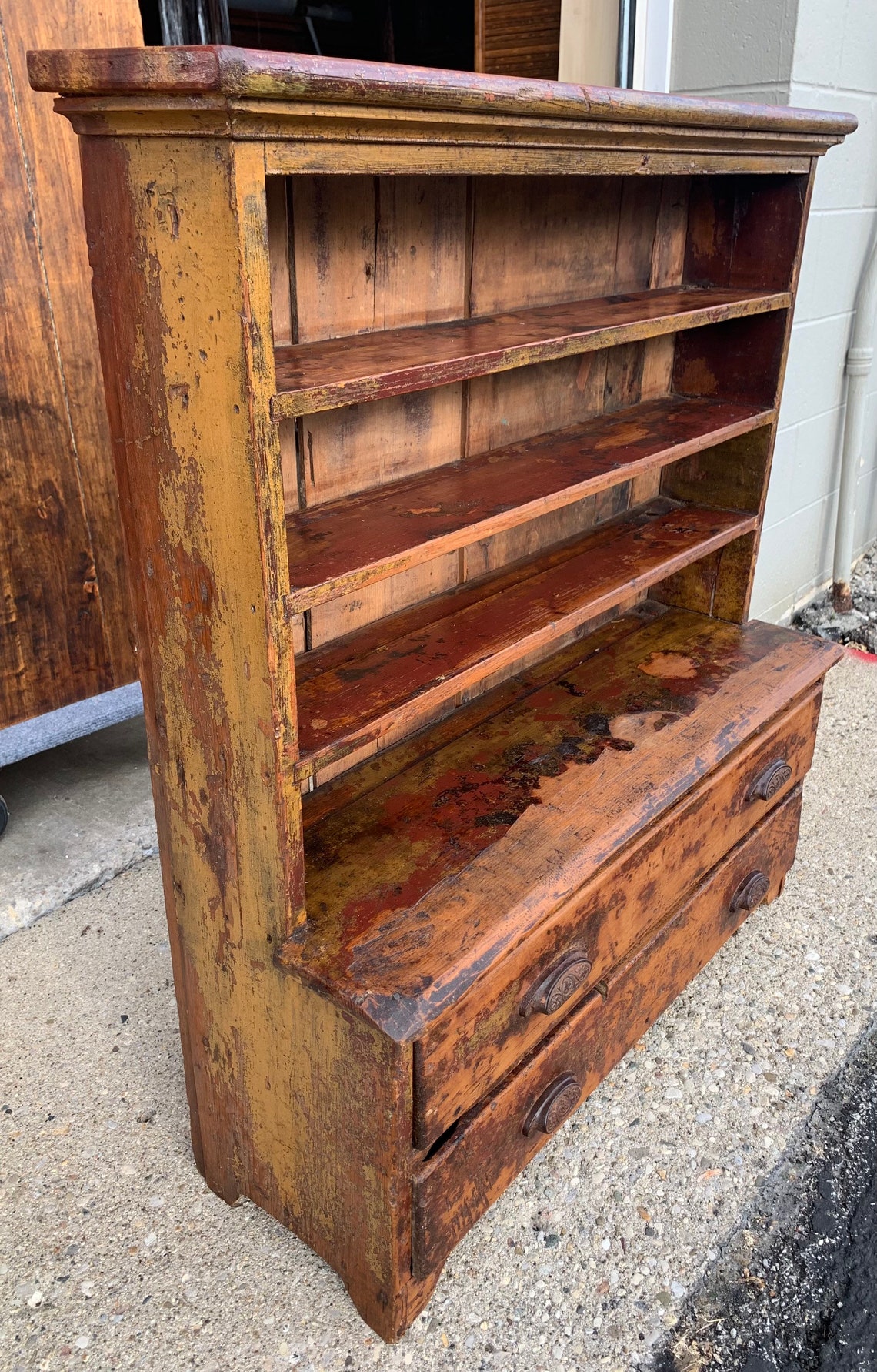 Primitive New York 1800s Diminutive Stepback Cupboard 2 Drawer - Etsy