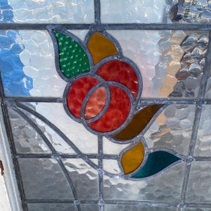 2@ Antique Connecticut Stained Leaded Glass Windows Floral Design Oa17 ...