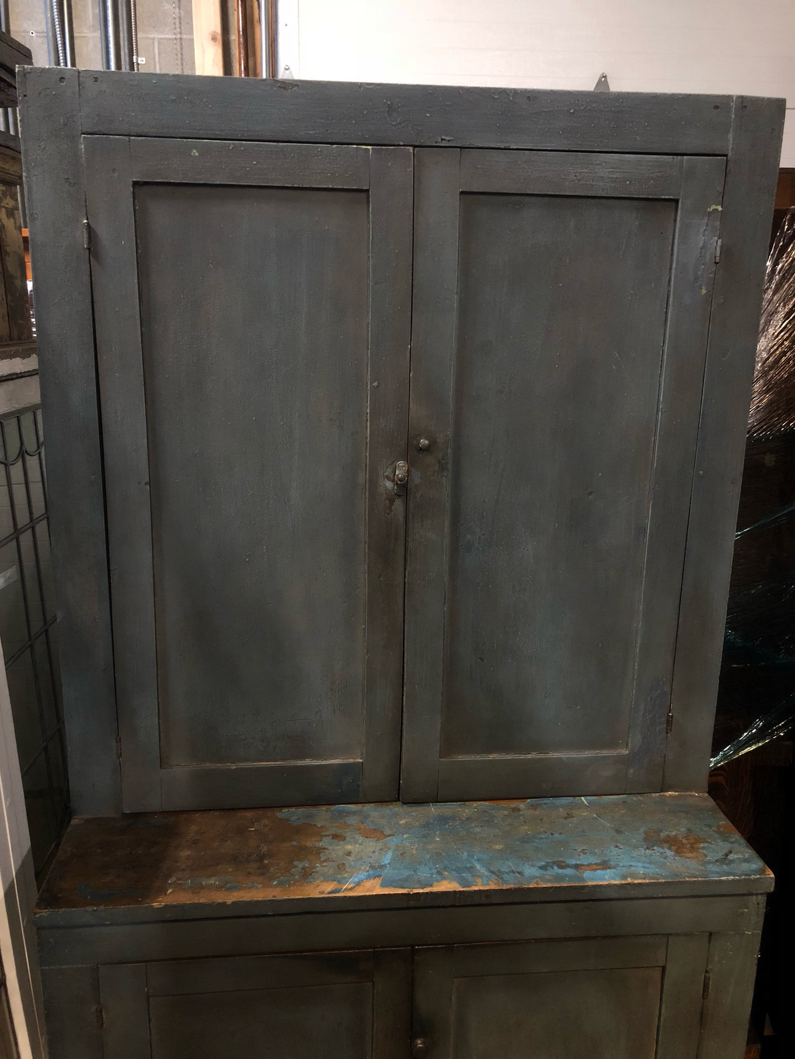 Primitive Stepback Cupboard North Carolina Original Blue Grey | Etsy