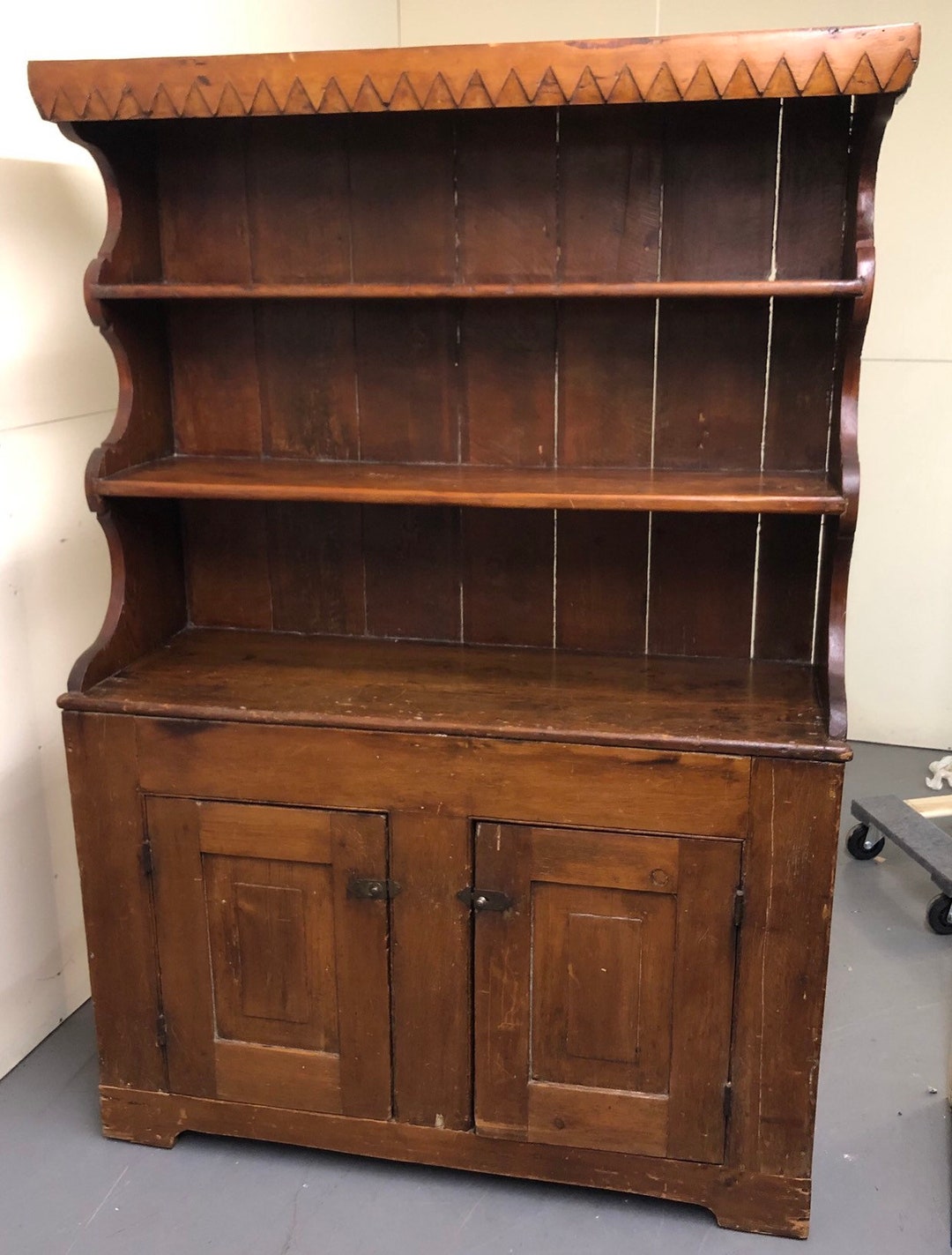 Primitive Pewter Cupboard Open Top One Piece 2 Shelves 49w33.5h71h16 ...