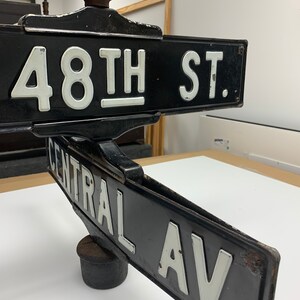 Antique Metal Street Sign All Original Black and White West 48th Street ...