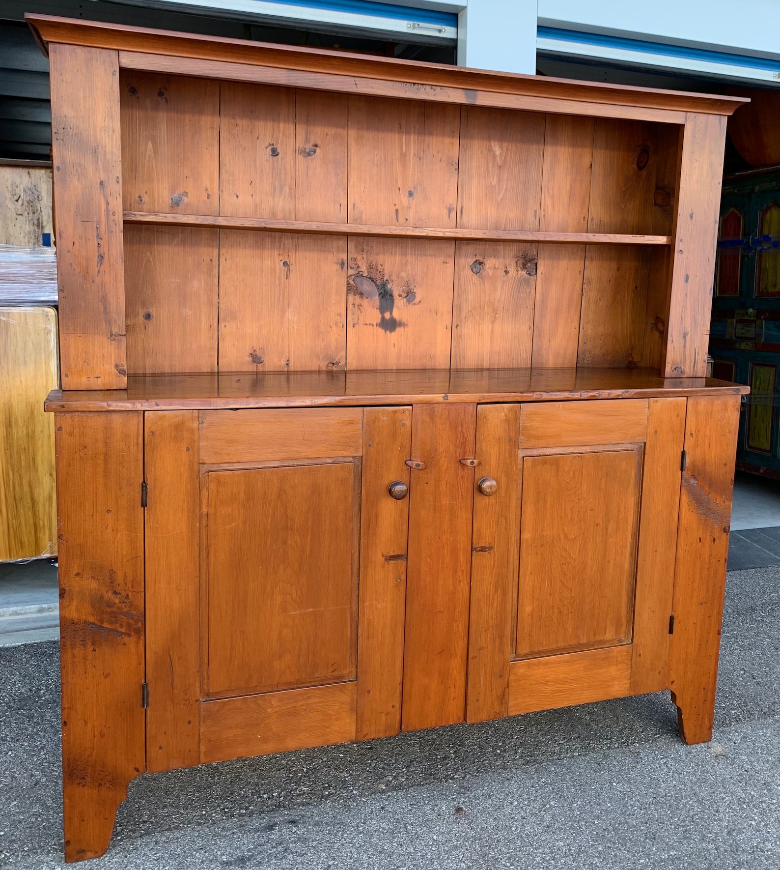 Antique 19thc New York Pine 2 Piece Large Stepback Cupboard 70w17d11 ...