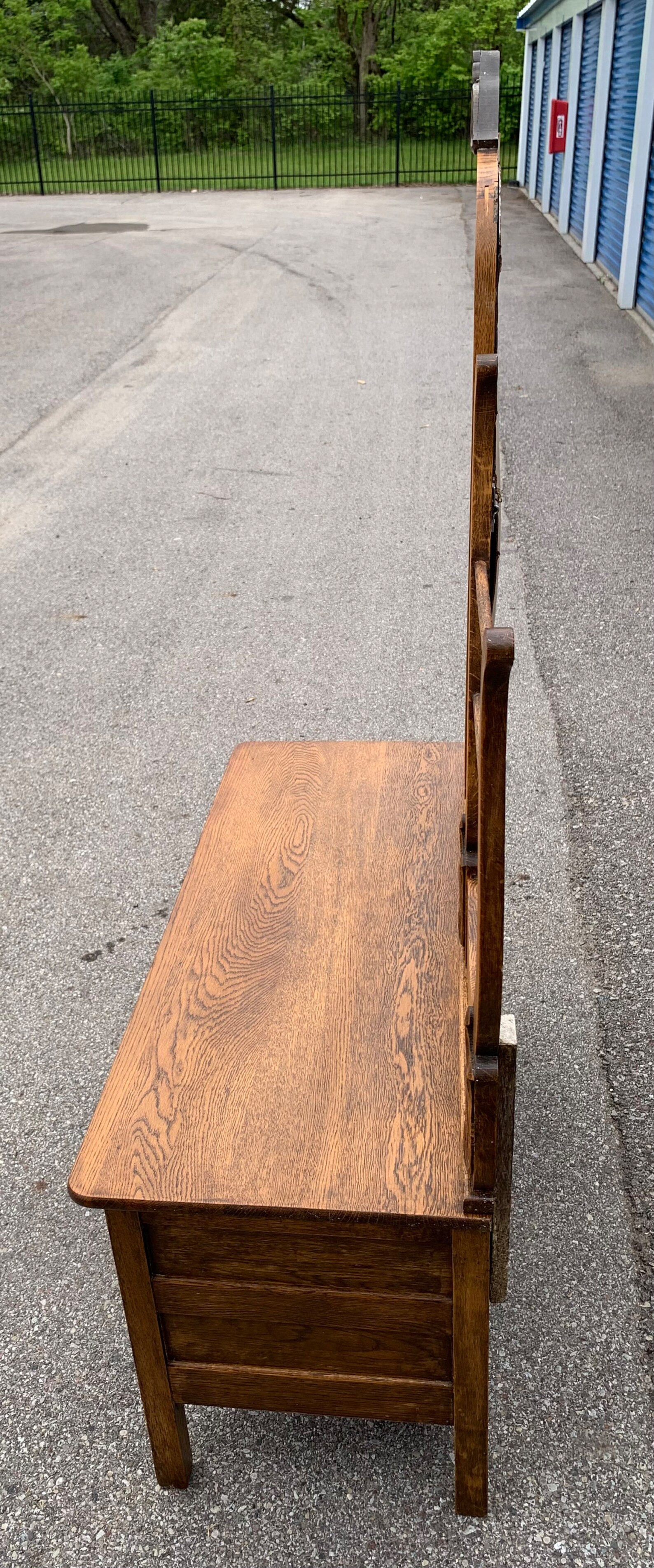 Unique Antique Victorian Solid Oak Dual Harp Low Wash Stand Beveled ...