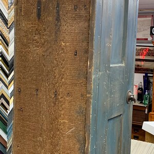 Antique Primitive 1850 Blue Painted Chimney Cupboard 16w14.5d55h ...