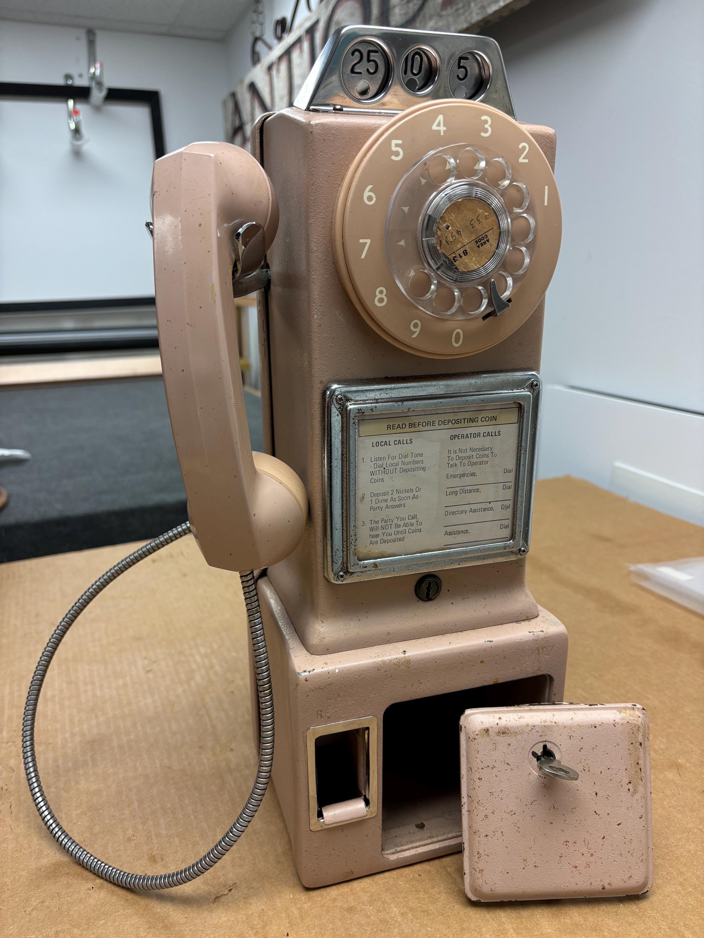 Vintage Payphone With Key 25, 10, 5 Cent Light Peach Color 8W6D18.5H - Etsy