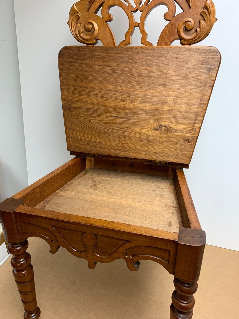 Unique Antique Victorian Carved Oak Storage Chair - Etsy