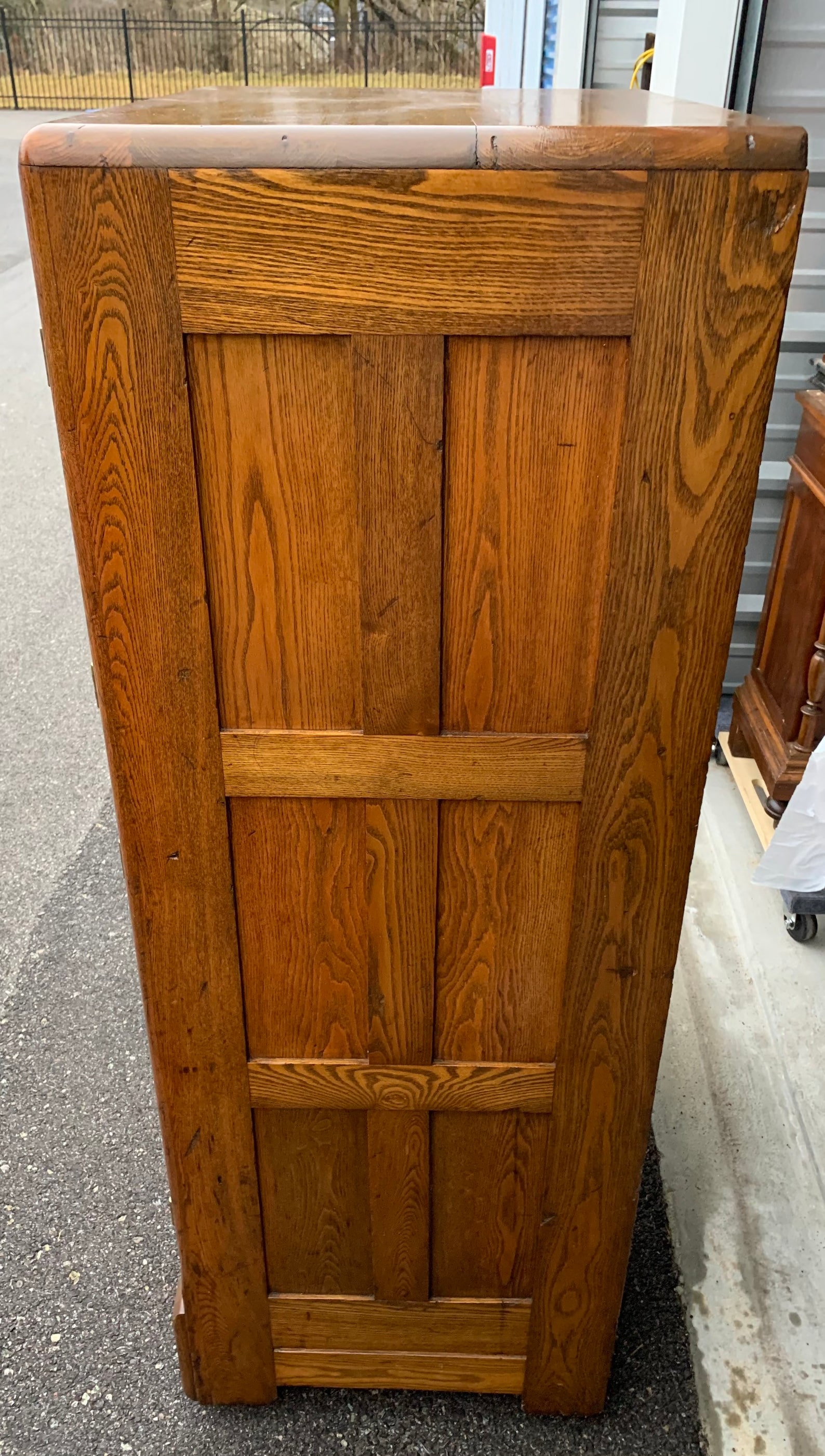 Antique Tall Solid Oak White Clad Ice Chest Brass Hardware 29W21D58H ...