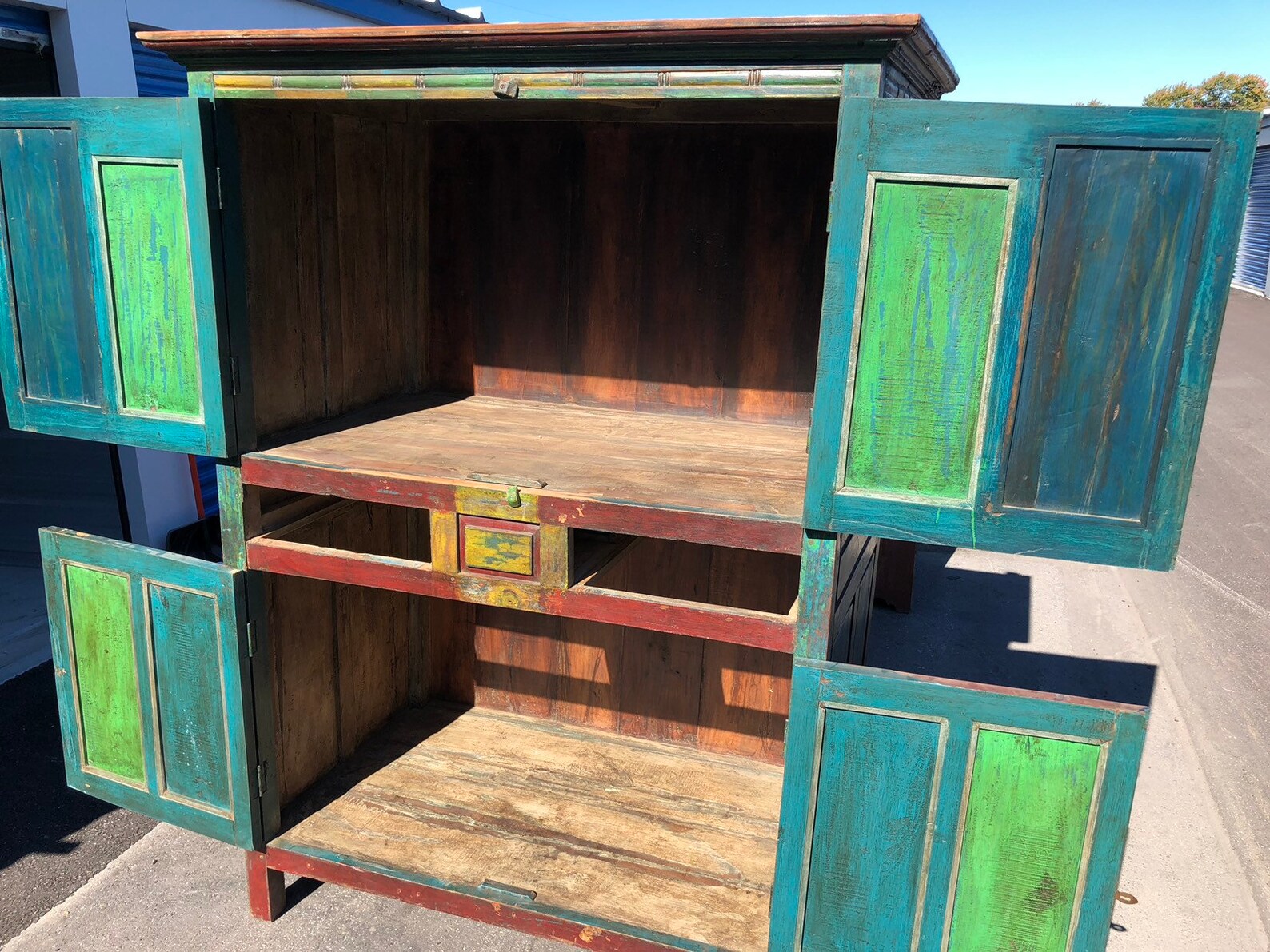 Antique Painted Primitive Cupboard 2 Drawers 4 Doors - Etsy