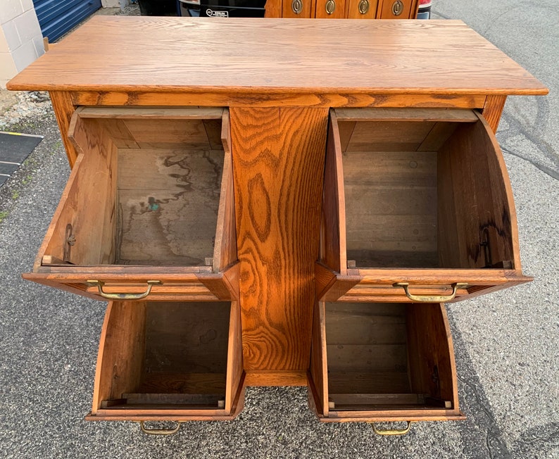 Antique American Solid Oak Country Store Seed Counter 4 Pull - Etsy